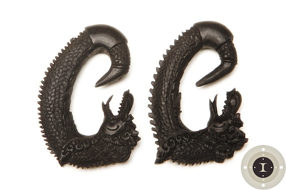 Limited Edition Ebony Wood Dragon Gauged Earrings 2g 0g 00g | Etsy