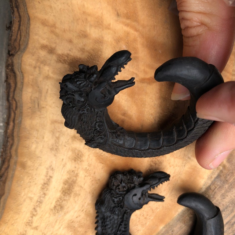 Limited Edition Ebony Wood Dragon Earrings 2g, 0g, 00g, 7/16" - Etsy
