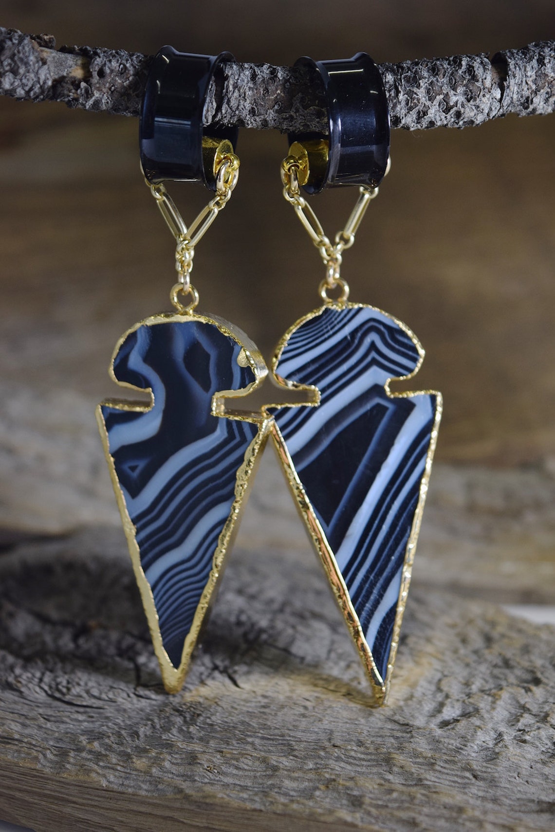 Agate Arrowhead Ear Weights 00g 10mm 7/16 11mm - Etsy