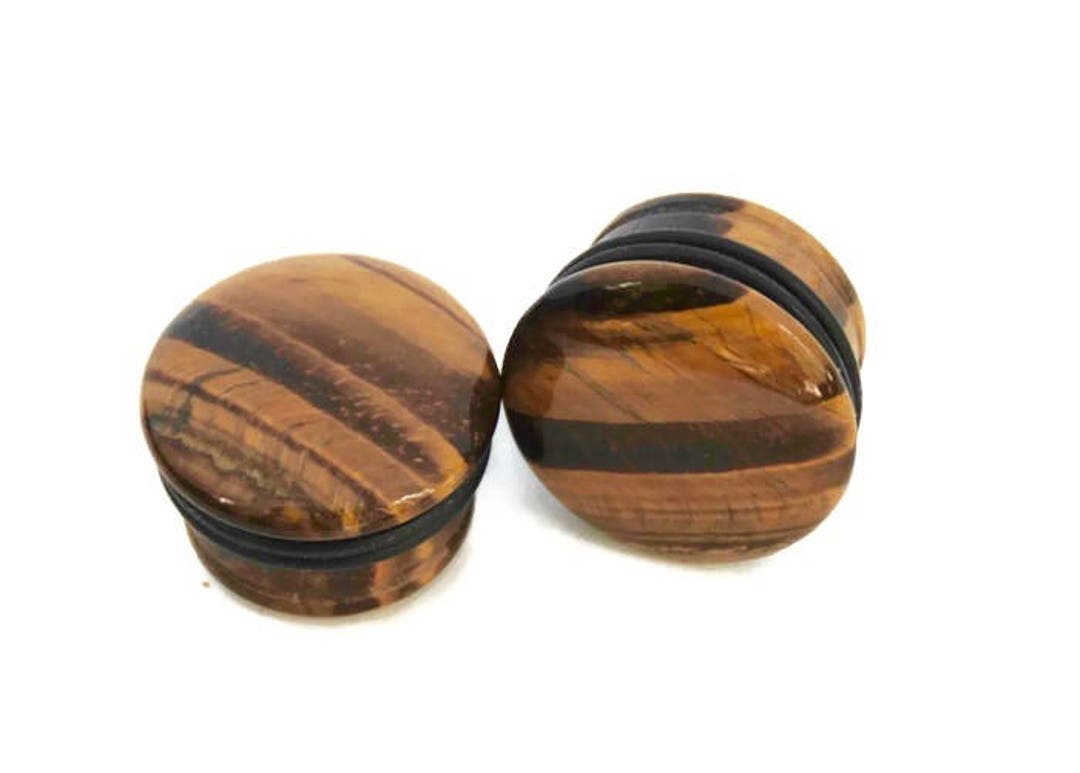 Brown Tigers Eye Single Flare Stone Plugs Natural Stone Plugs Tigers ...