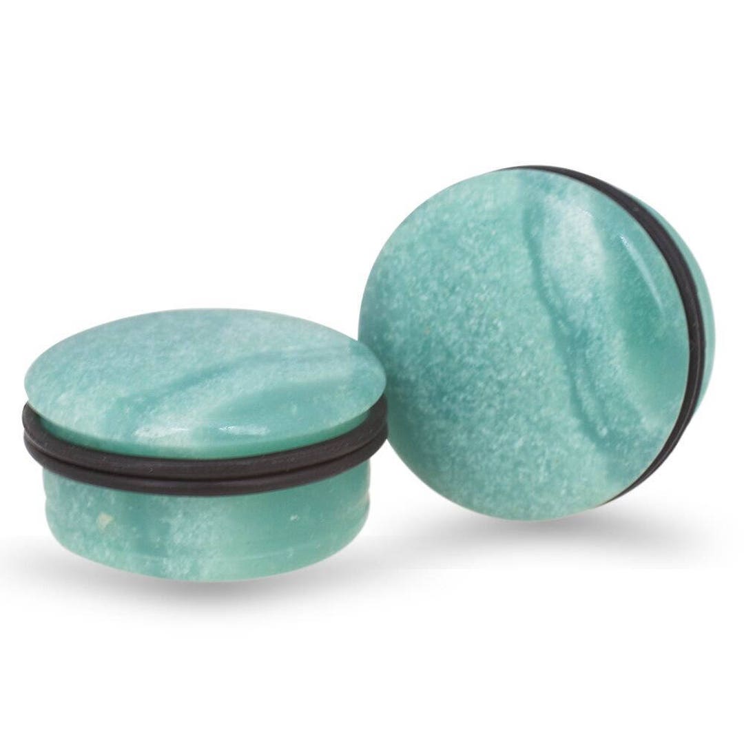 Amazonite Stone Plugs | Single Flare Plugs | Blue Amazonite Stone ...