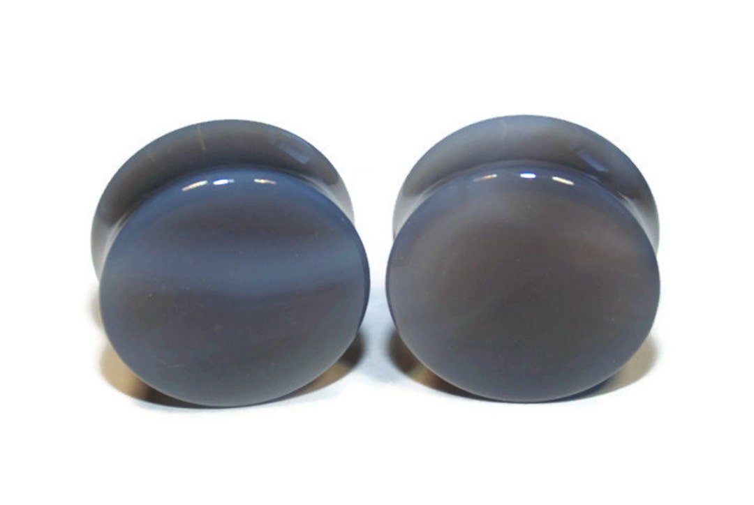 Grey Agate Plugs | Double Flared Plugs | Stone Plugs | Stone Gauges ...