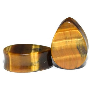 Brown Tigers Eye Teardrop Plugs 2g (6mm) 0g (8mm) 00g (9.5mm) 7/16 ...