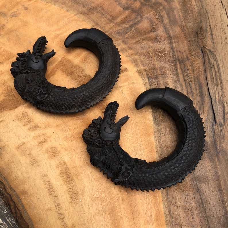 Limited Edition Ebony Wood Dragon Earrings 2g, 0g, 00g, 7/16" - Etsy