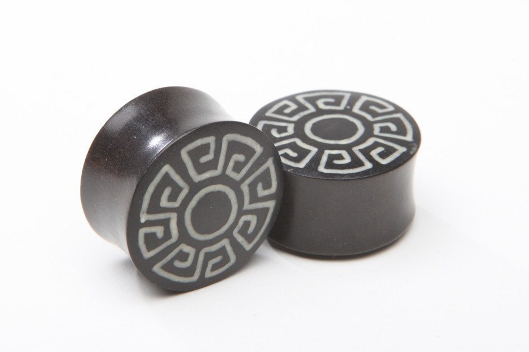 Ebony Wood Plugs With Inlayed Native American Sun - Etsy