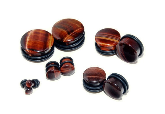 Single Flare Red Tigers Eye Plugs Stone Plugs Single Flare - Etsy