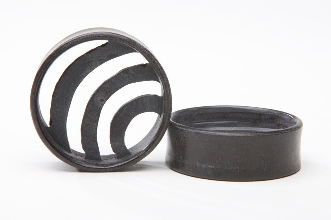 Ebony Wood Plugs With Cut Out Design - 7/16", 1/2", 9/16", 5/8", 11/16 ...