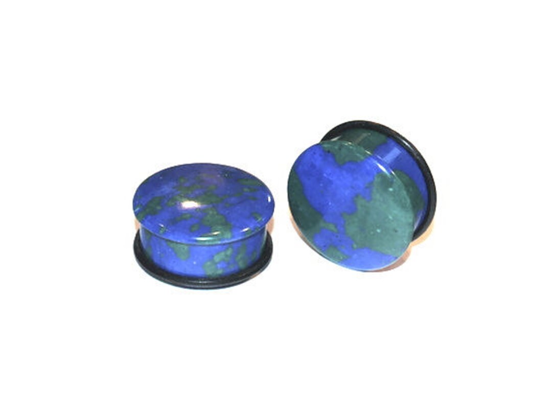 Single Flared Azurite Plugs 8g, 6g, 4g, 2g, 0g, 00g, 7/16, 1/2, 9/16, 5 ...