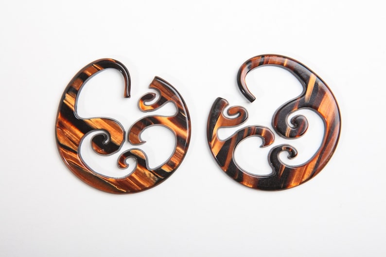 8g Plug Earrings Tigers Eye Hoop Plug Earrings 3mm Hoop | Etsy