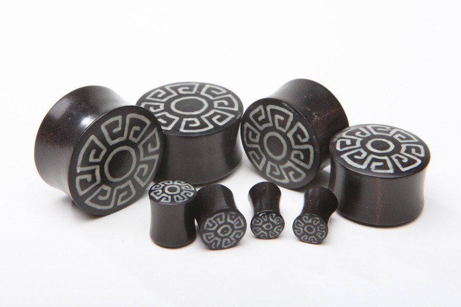 Ebony Wood Plugs With Inlayed Native American Sun - Etsy