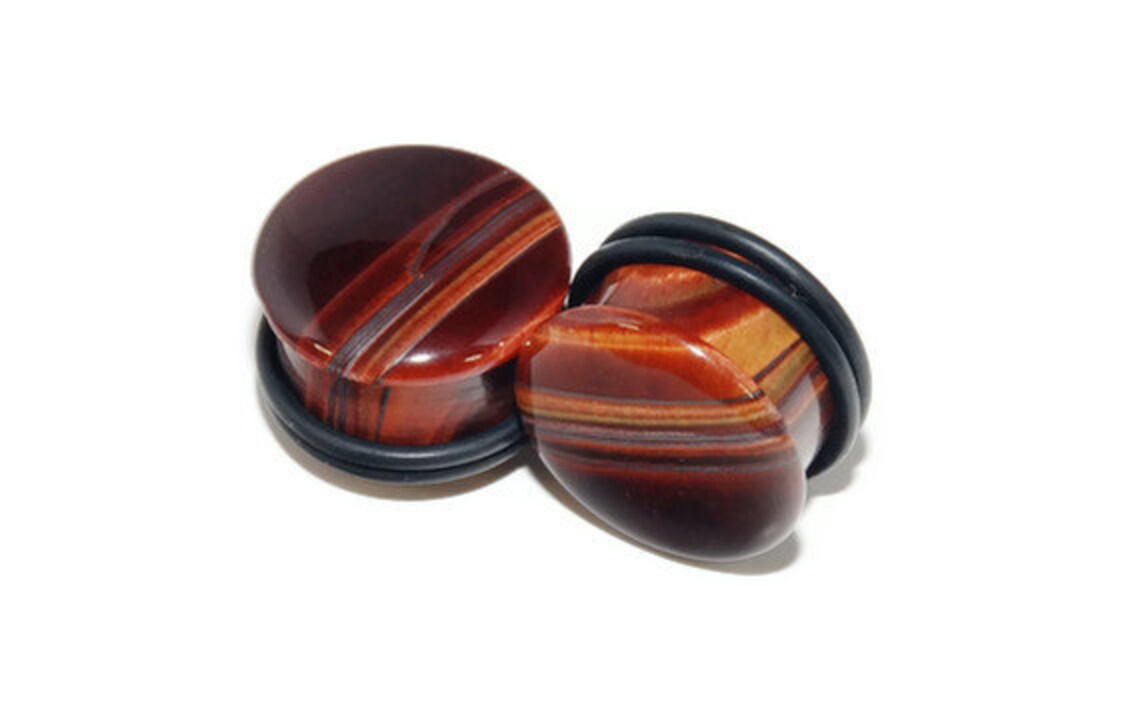 Single Flare Red Tigers Eye Plugs Stone Plugs Single Flare - Etsy