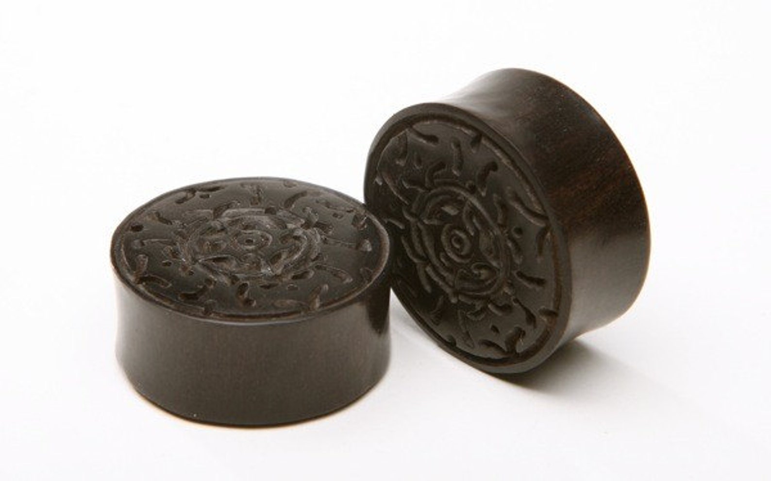 Ebony Wood Plugs With Carved Design | Etsy