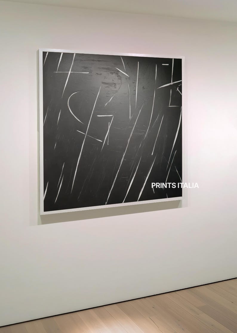 Square Painting Black and White Abstract Line Art Print, Modern ...