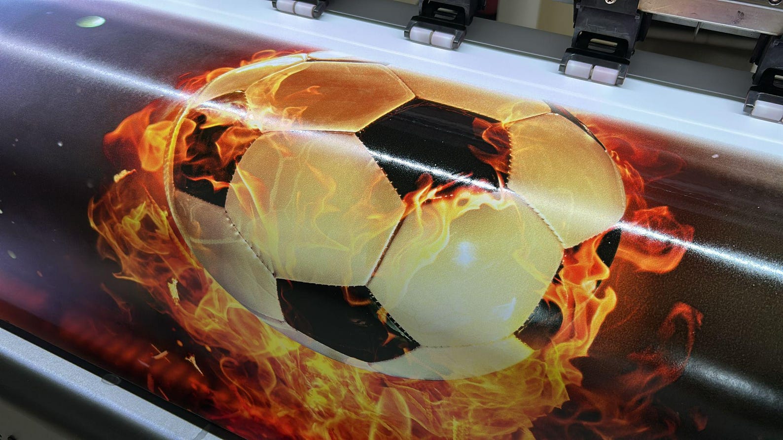 Soccer Wall Mural for Kids, Flaming Football Goal Print, Sports Theme ...