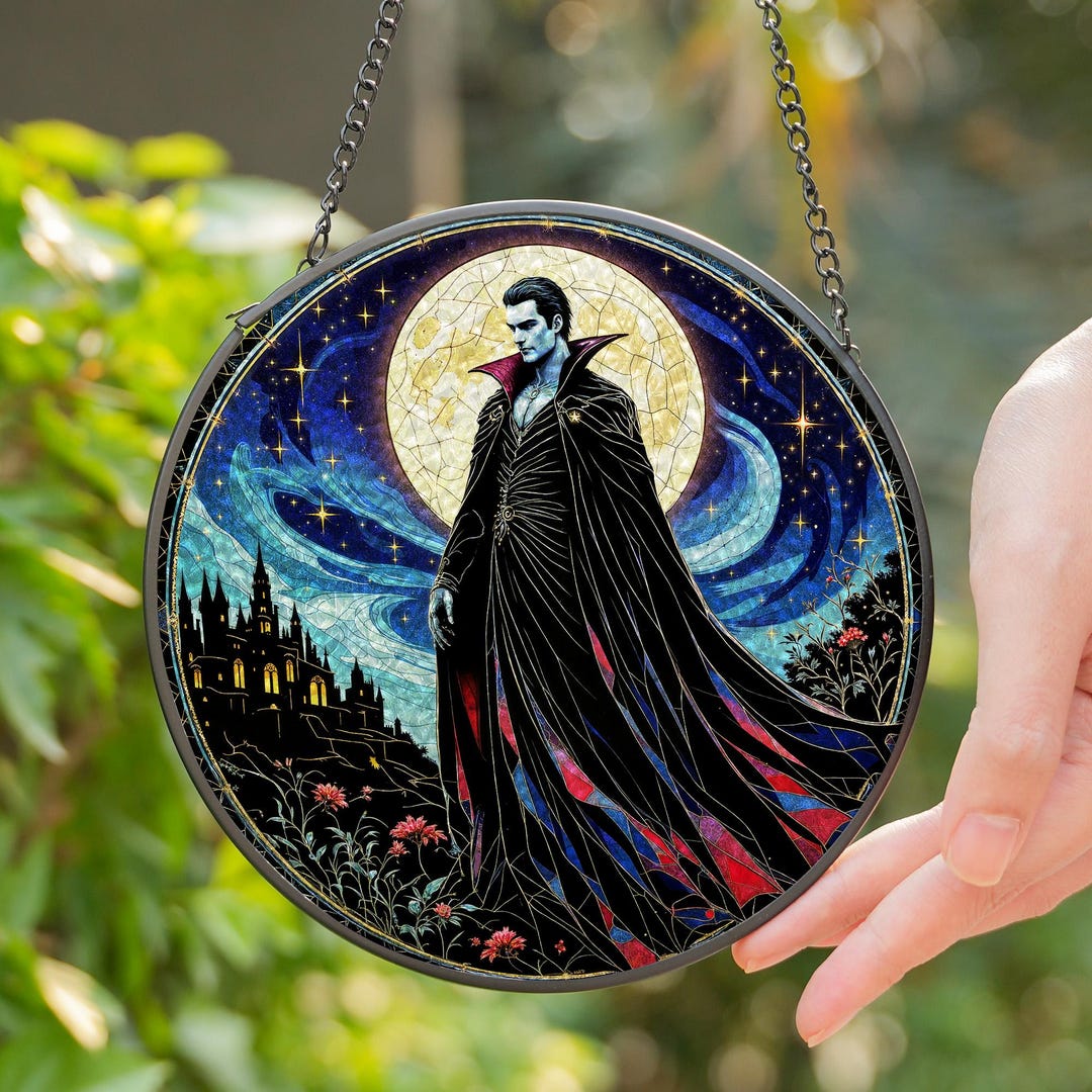 Gothic Vampire Suncatcher: Stained Glass Effect, Dracula Art - Etsy
