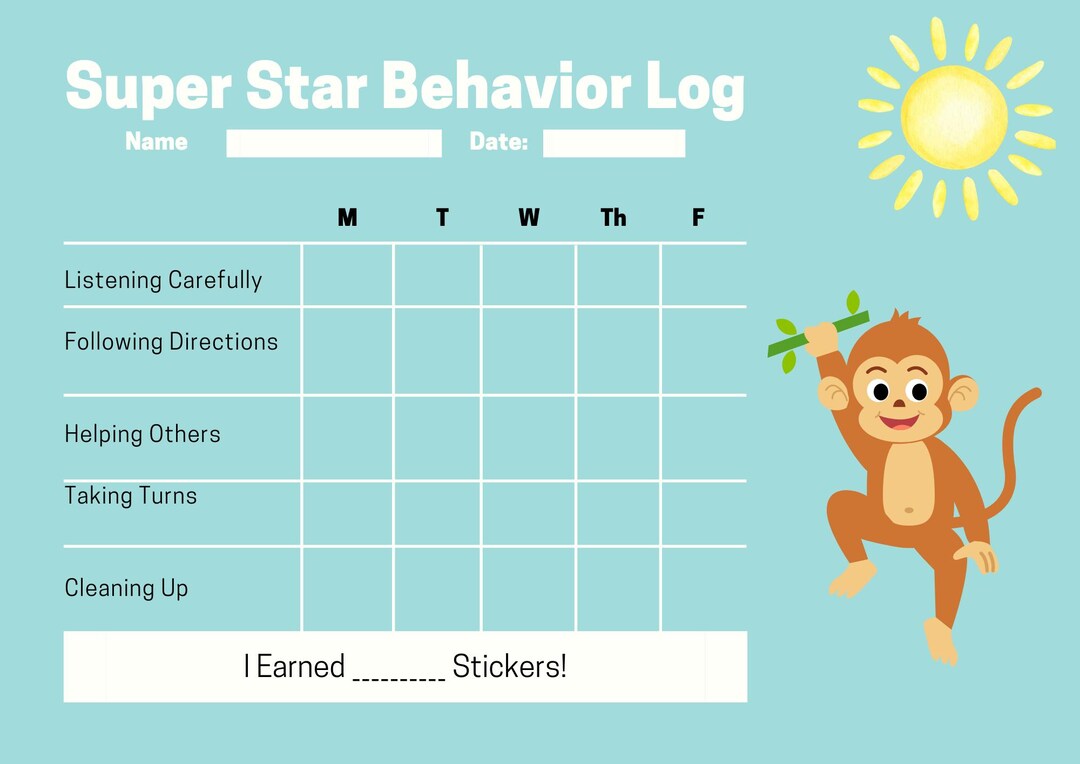Boy's Behavior Log Printable - Etsy