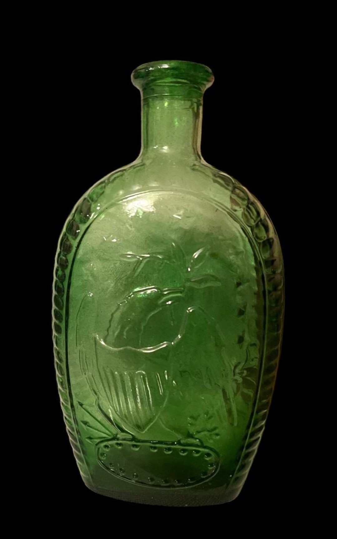 Wheaton Green Glass Bottle General Washington and Bald Eagle Flask ...