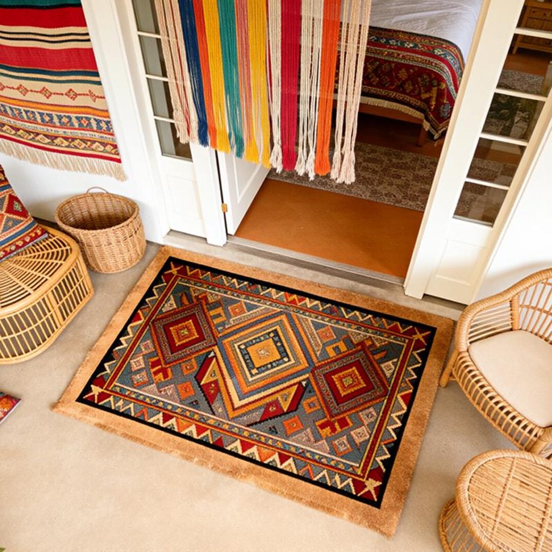 Boho Doormat,bohemian Tribal Pattern Floor Mat,african Style Doormats ...