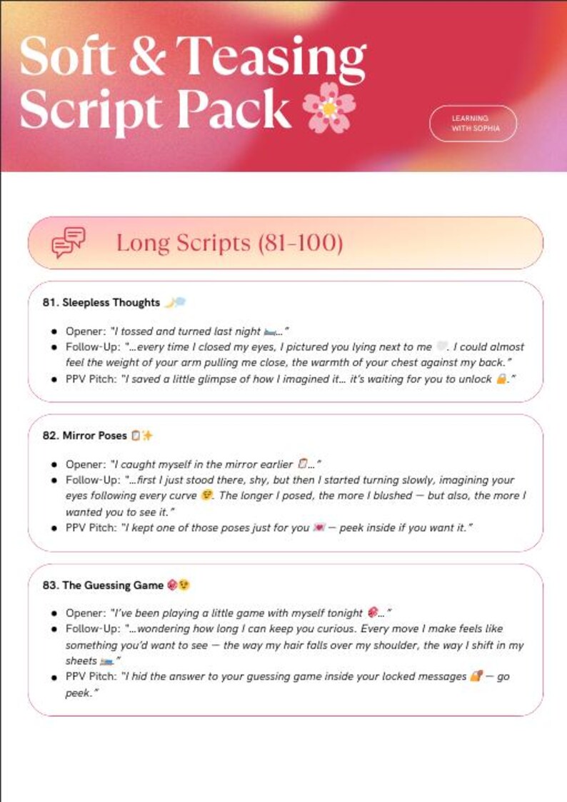Flirty Message Scripts: DM & Content Ideas for Creators (canva PDF ...