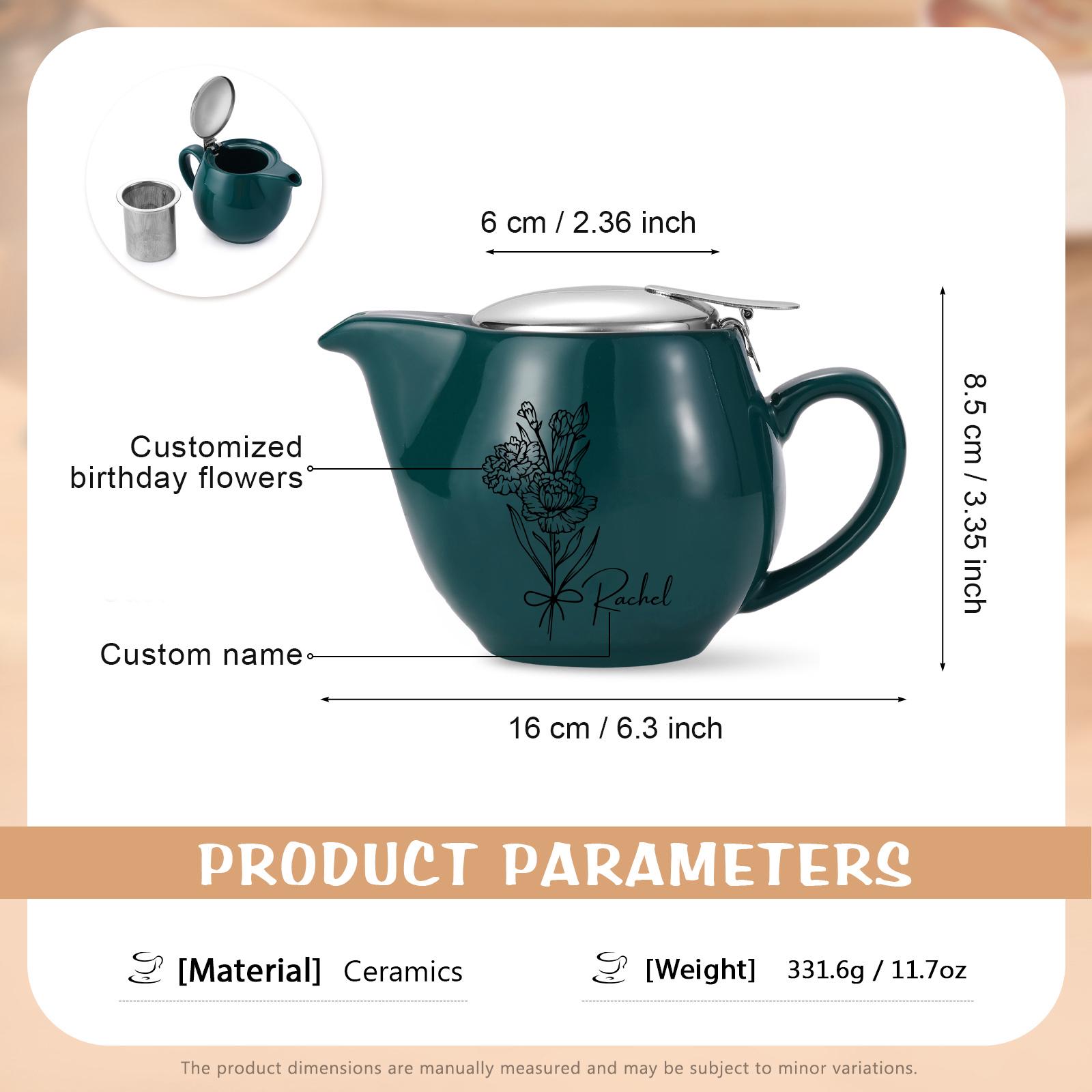 Personalized Ceramic Teapot With Birthday Flower and Name, Custom ...