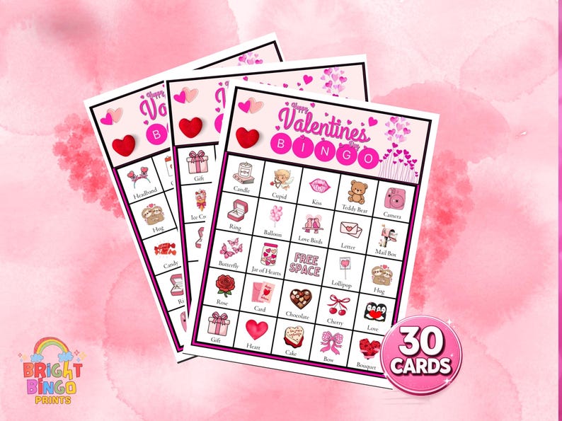 Valentine Bingo Printable, Valentines Day Bingo Game, Valentine's Party ...