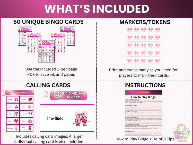 Valentine Bingo Printable, Valentines Day Bingo Game, Valentine's Party ...