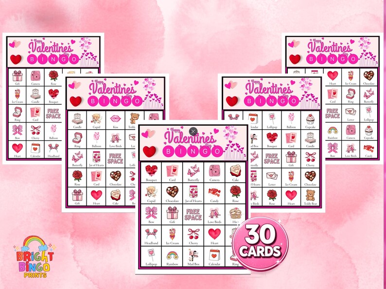 Valentine Bingo Printable, Valentines Day Bingo Game, Valentine's Party ...