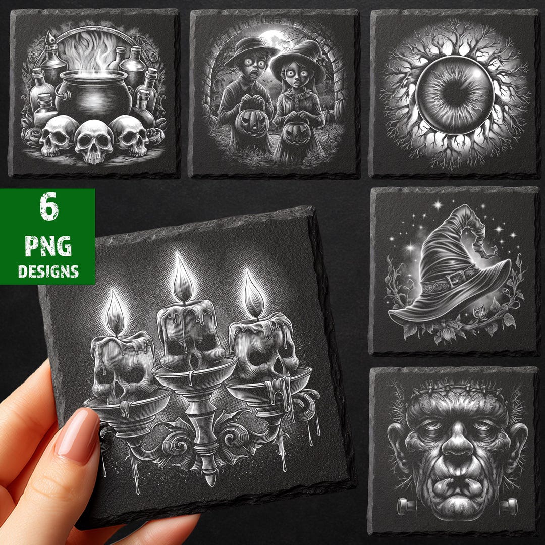 Spooky Halloween Laser Engraving PNG Bundle | Laser Files for Slate ...