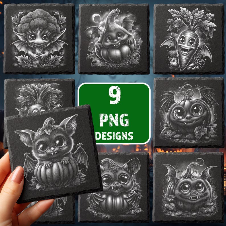 Spooky Halloween Laser Engraving PNG Bundle | Laser Files for Slate ...