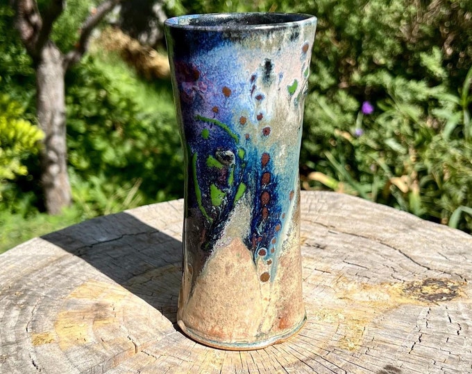 Ceramic Pottery Tumbler - Stoneware Handleless Mug - Tall Pottery Cup ...