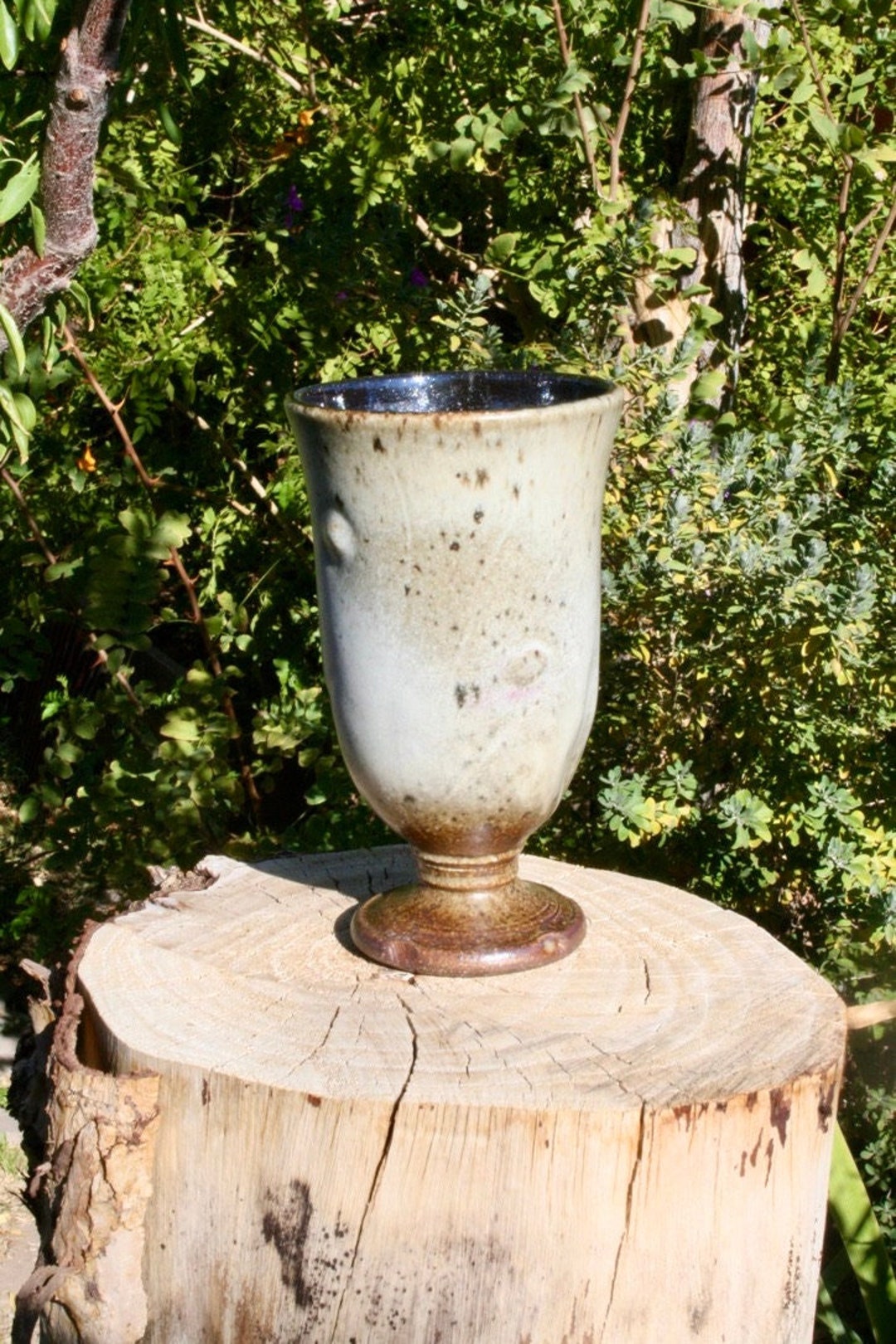 Handmade Ceramic Wine Goblet: Rustic Cream Stoneware Chalice (10 Oz) - Etsy