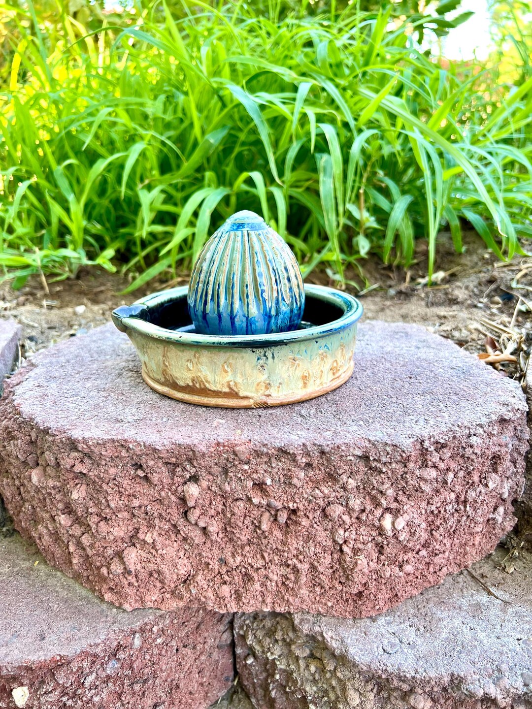 Handmade Ceramic Citrus Juicer: Blue to Gold Pottery - Etsy