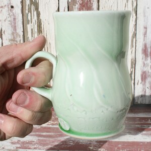 Handmade Celadon Porcelain Mug: Large Pottery Coffee Tea Cup - Etsy