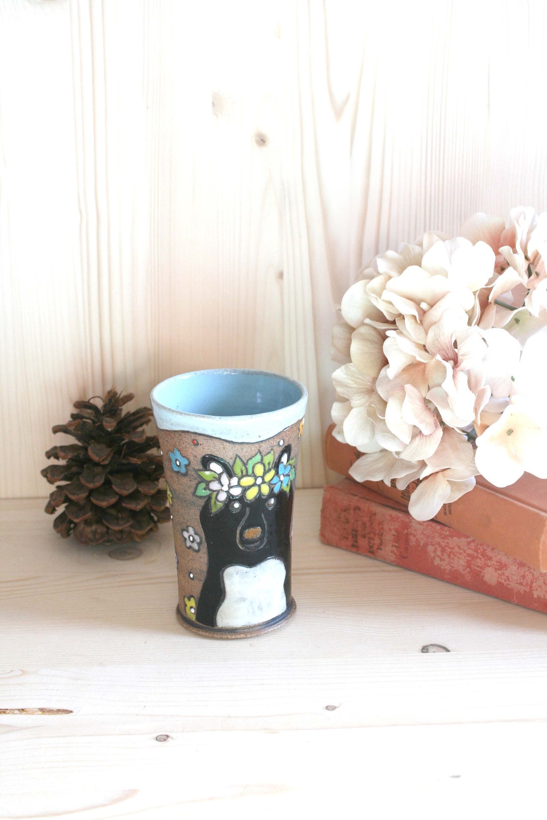 Handmade Stoneware Pint Glass: "hey Bear" Pottery Cup - Etsy