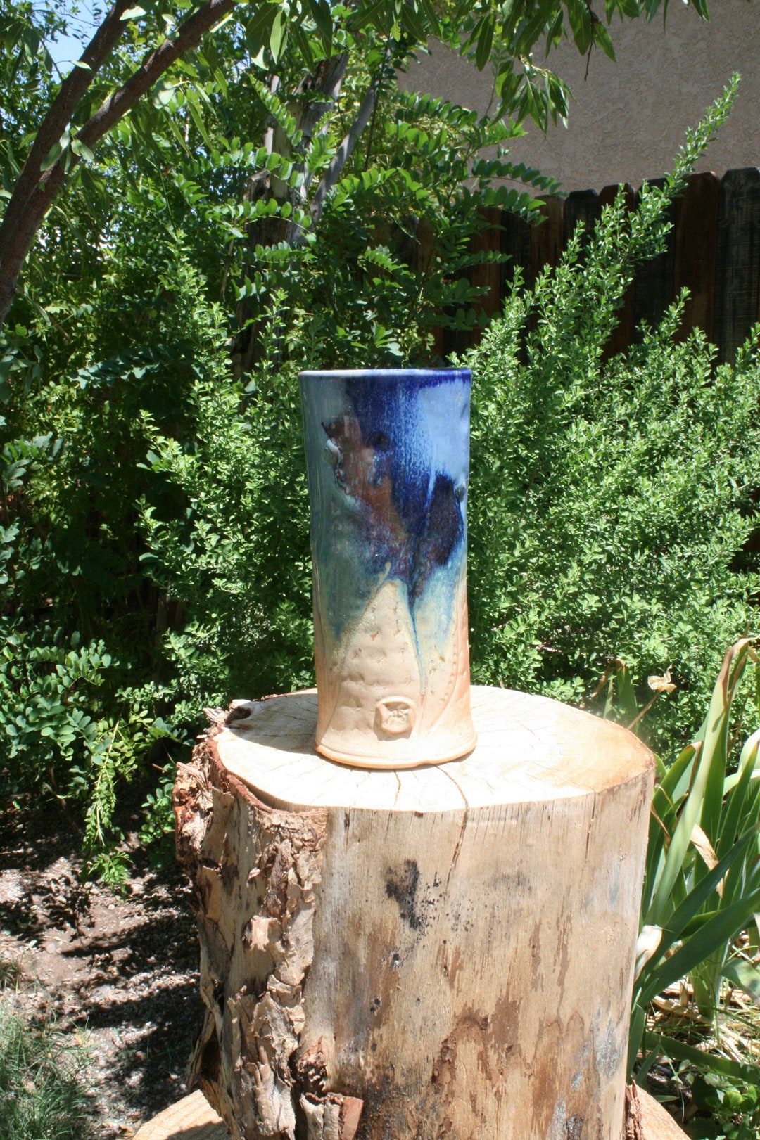 Handmade Stoneware Pint Glass: Blue to Gold Wheel Thrown Cup - Etsy
