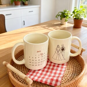 Custom Wedding Date Mug Set - Bride Groom Ceramic Cups With Lid & Spoon ...
