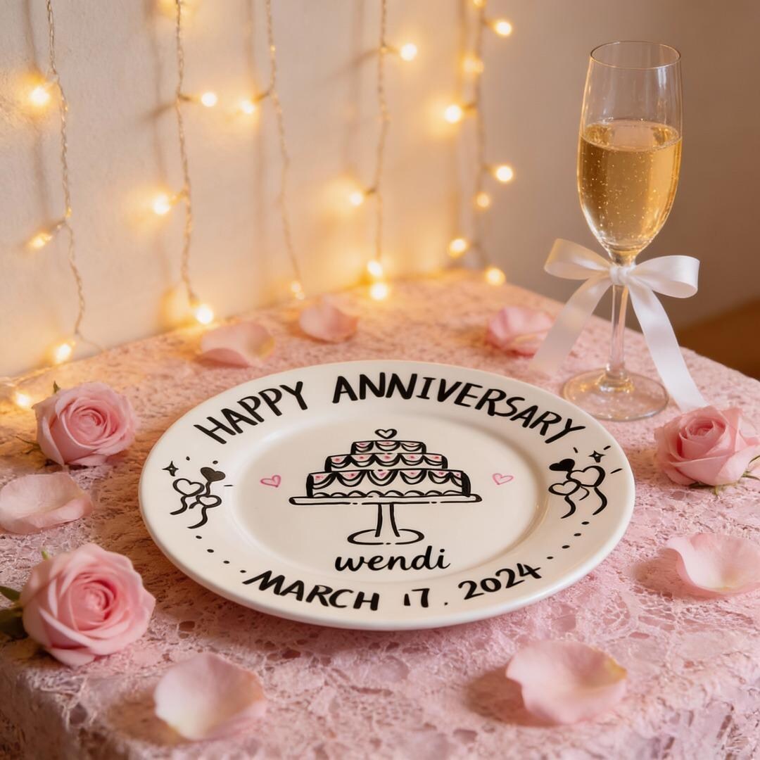 Custom Hand-drawn Ceramic Birthday Plate - Personalized Name & Date ...