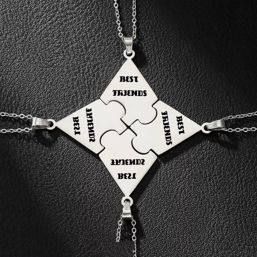 Custom Puzzle Necklace Set - Personalized Best Friends/family Name ...