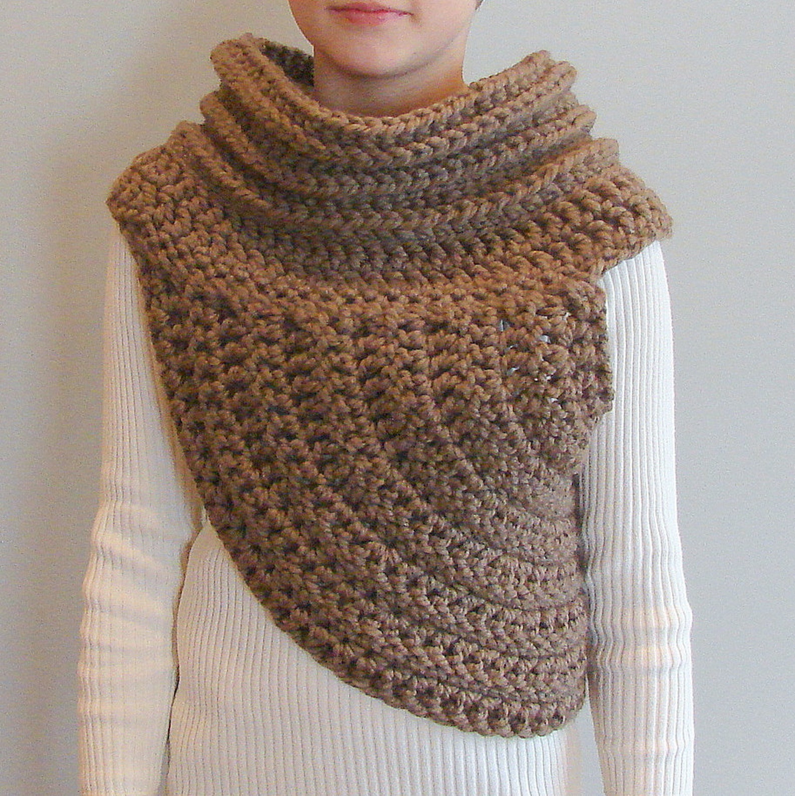 PDF Crochet Pattern - Fitted Half Sweater Cowl Wrap Style - 2 Sizes XS ...