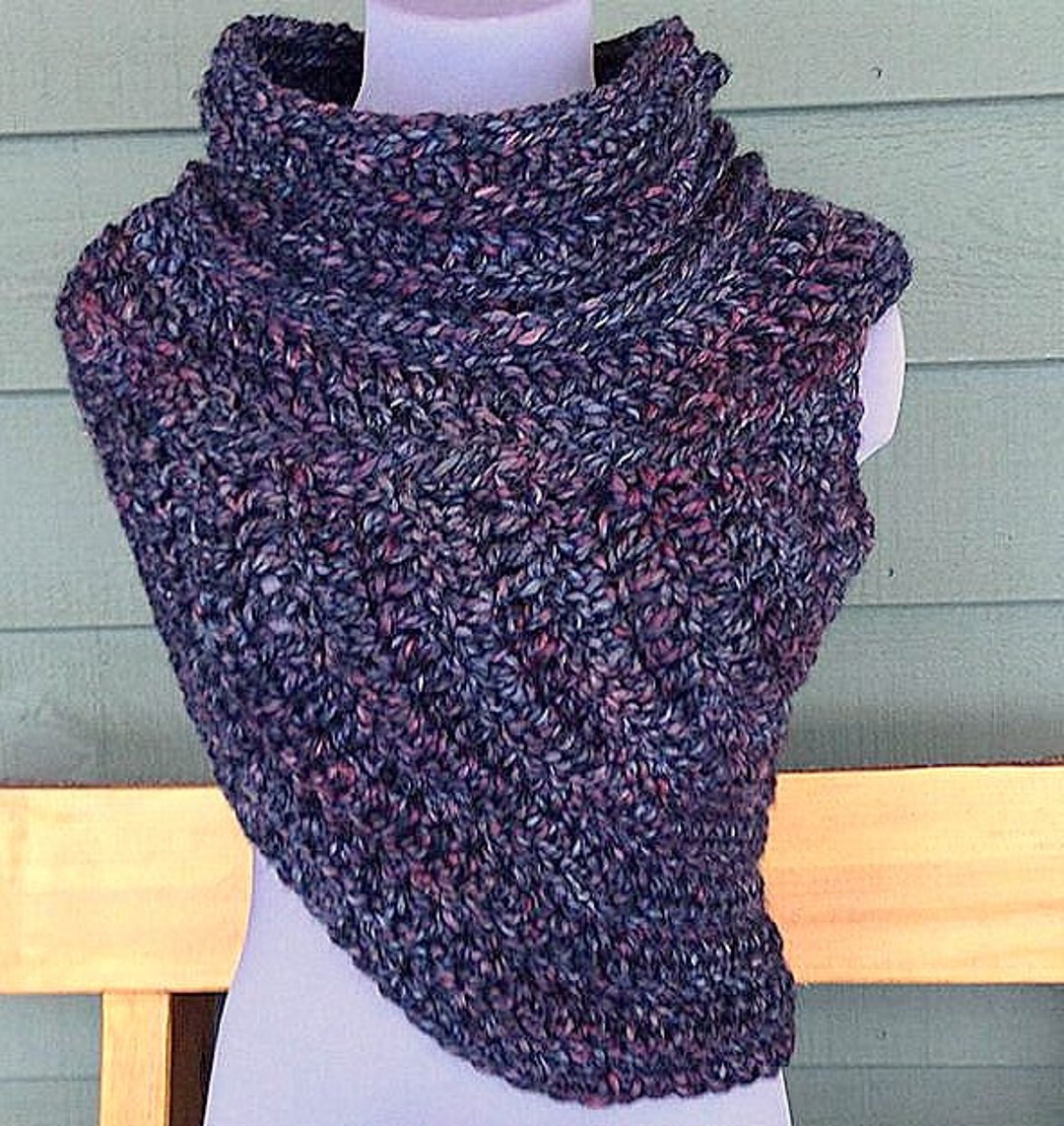 PDF Crochet Pattern - Fitted Half Sweater Cowl Wrap Style - 2 Sizes XS ...