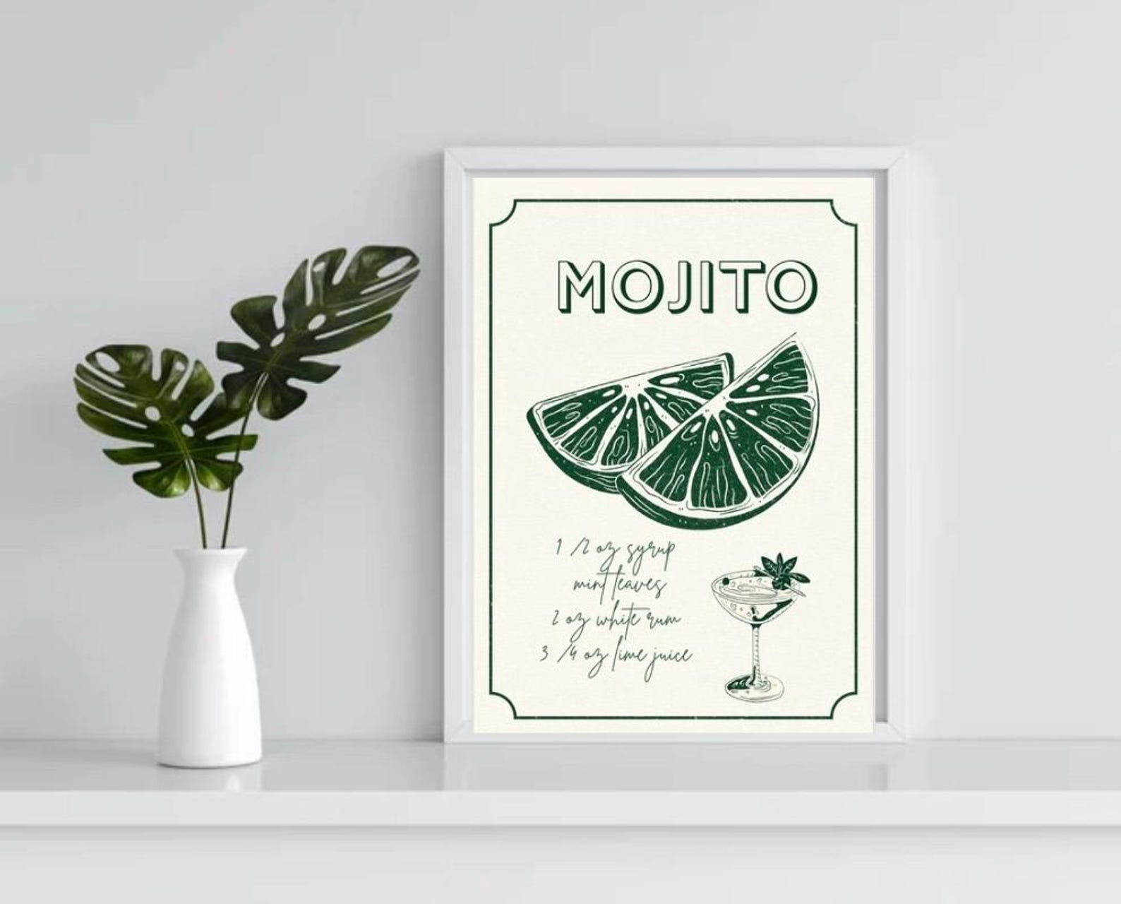 Mojito Cocktail Recipe Digital Print - Etsy