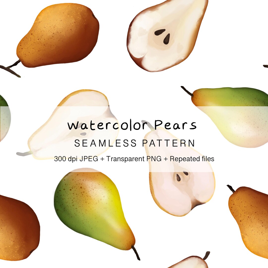 Pears Seamless Pattern Fruit Digital Paper Classic Farmhouse Kitchen ...