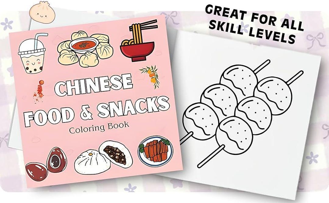 Bold and Easy Chinese Food Coloring Book, 40 Simple Coloring Pages for ...