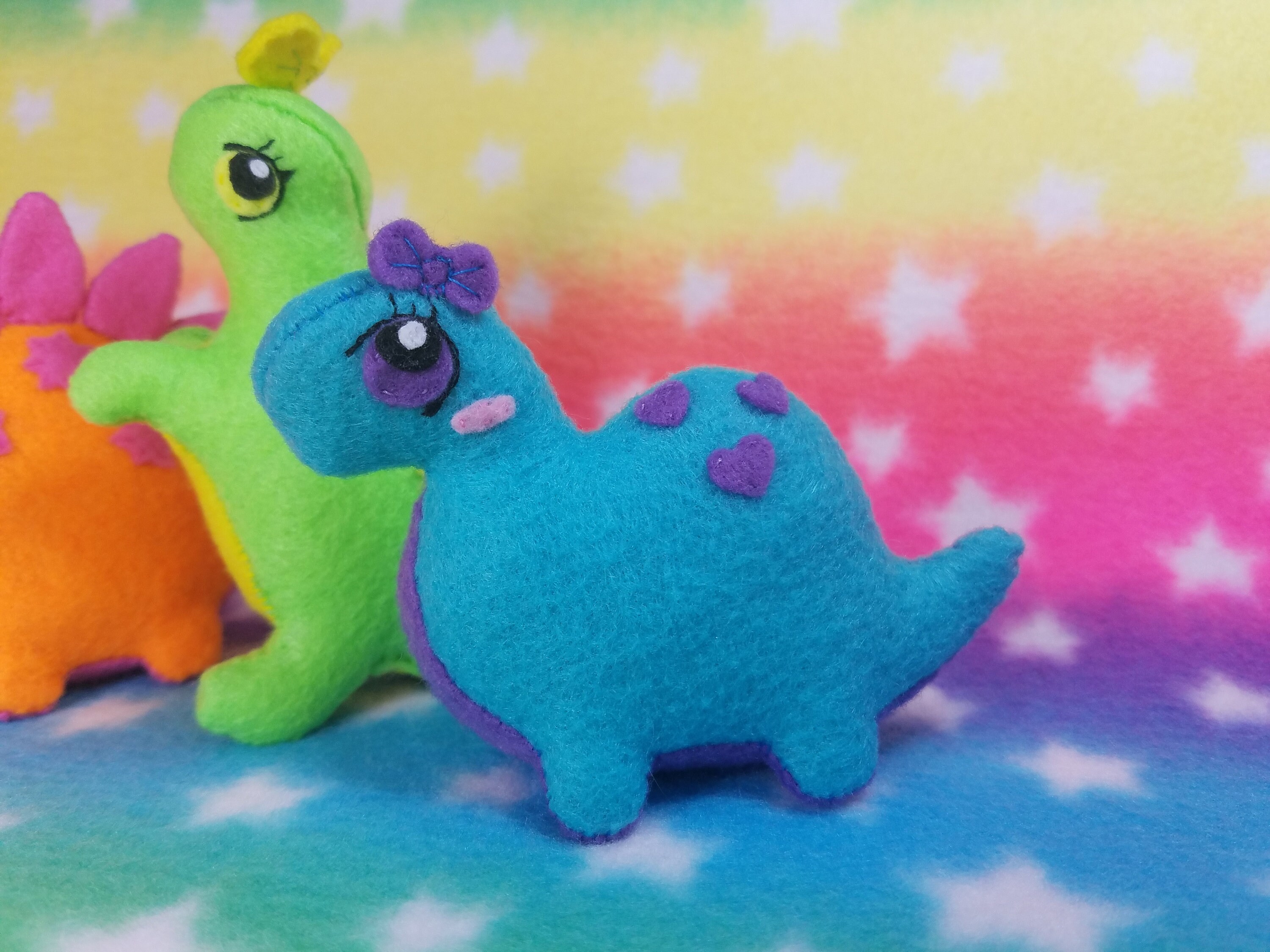 Fluffy Bottom Bonnie Brontosaurus-kawaii Blue and Purple Dinosaur 80s ...