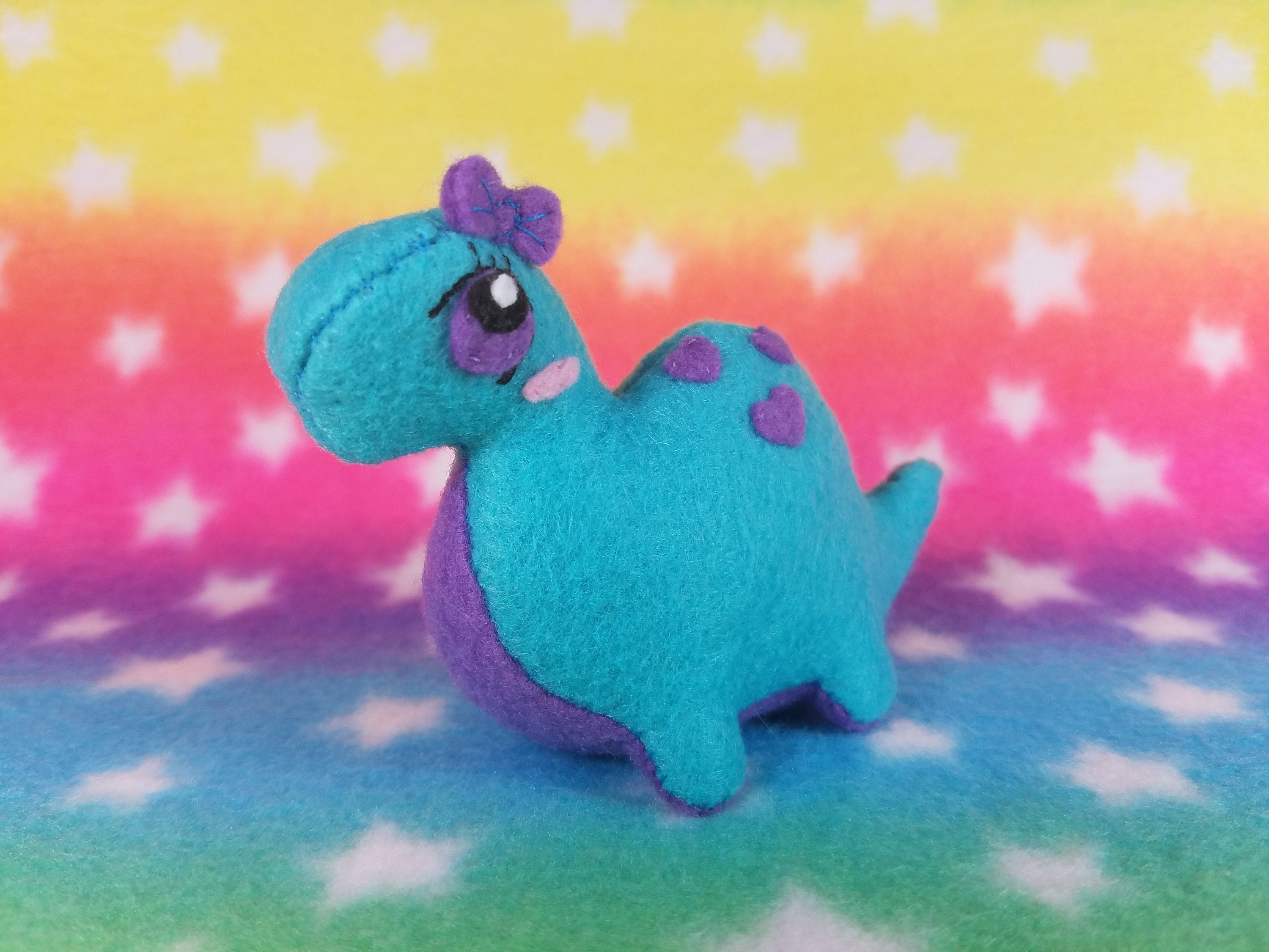 Fluffy Bottom Bonnie Brontosaurus-kawaii Blue and Purple Dinosaur 80s ...
