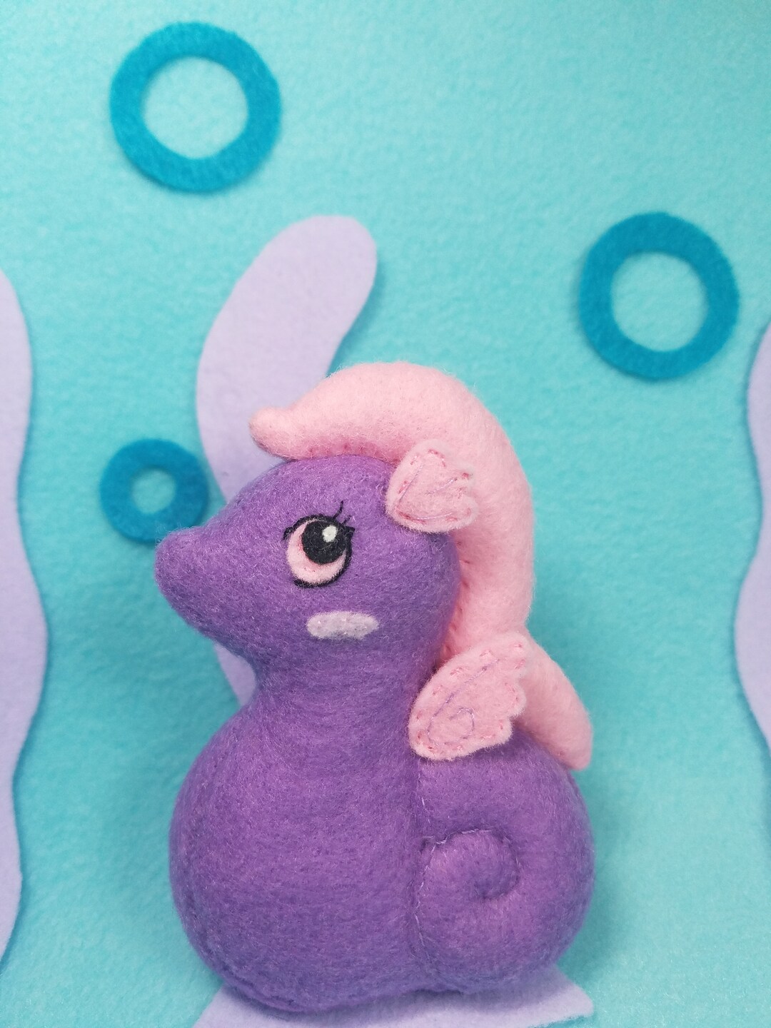 Fluffy Bottom Seahorse-kawaii Purple Seahorse 80sinspired Sea Creature ...