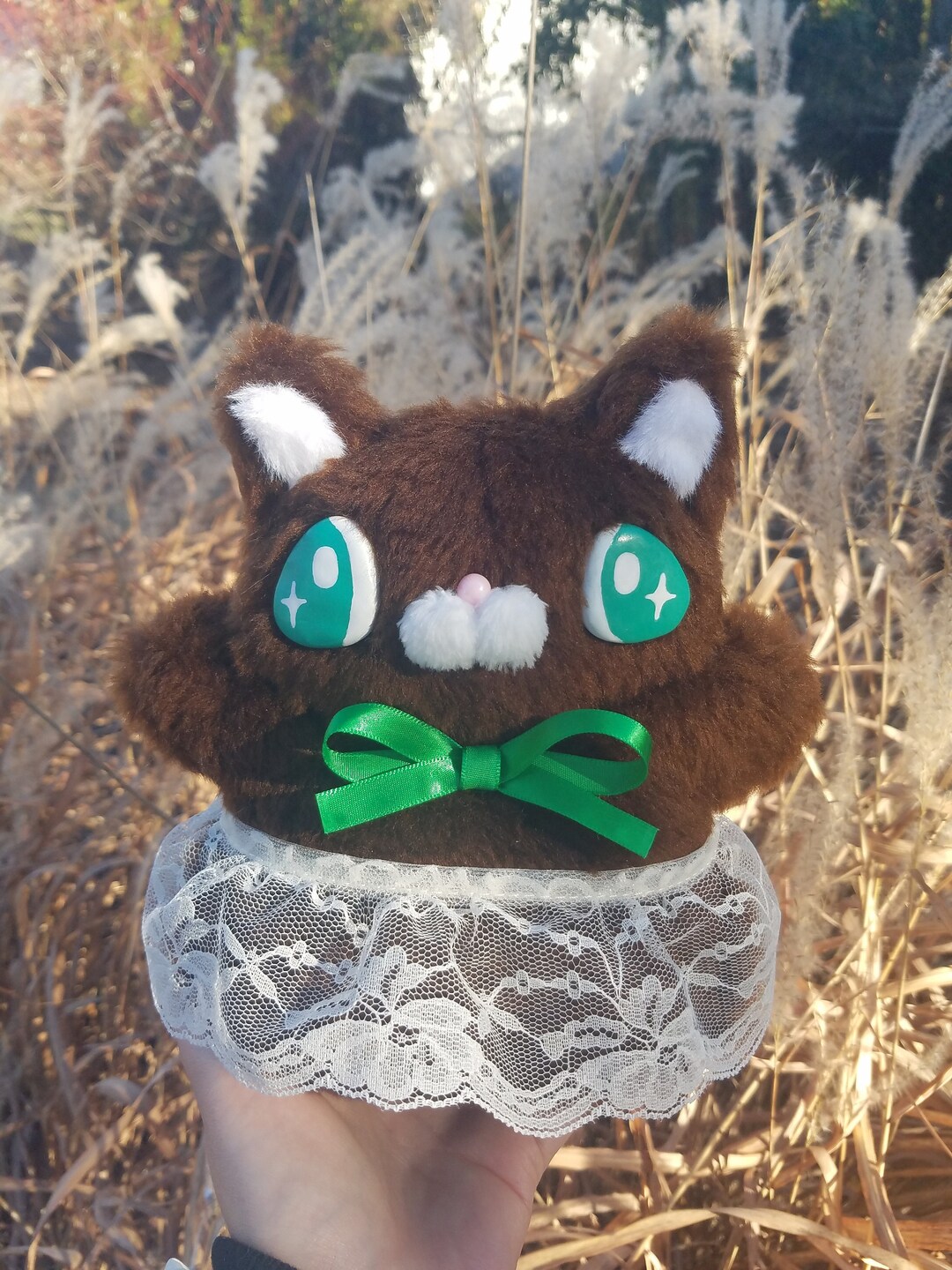 Fluffy Bottom Cat--kawaii Cottagecore Kitty Plushie With Clay Eyes and ...