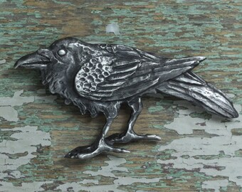 Raven Brooch - Etsy