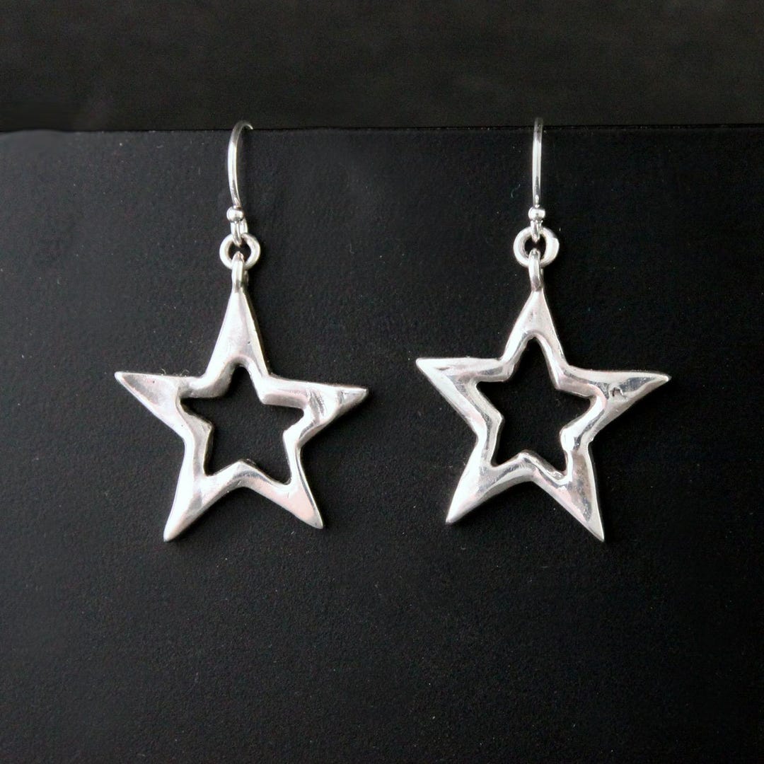Hollow Starlett Earrings in Sterling Silver - Etsy