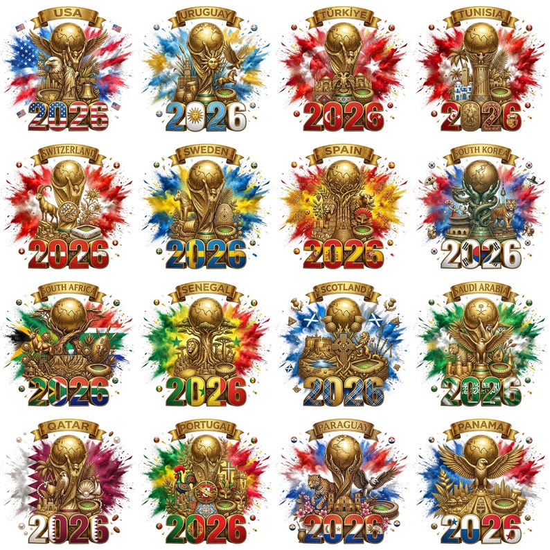 48 Halftone World Cup 2026 PNG Bundle, Soccer National Teams Football ...